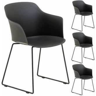 IDIMEX Lot de 4 chaises de jardin foro en plastique noir