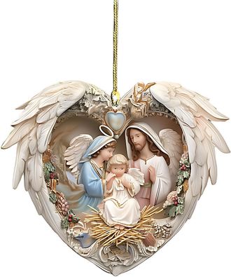 Generic Weihnachtskrippen-Ornamente Für Den Weihnachtsbaum | 2D-Katholische Ornamente Aus Acryl | Weihnachtskrippen-Anhänger Zum Basteln Für Weihnachten, Wint