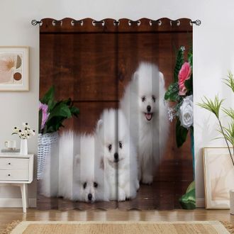 Generic Verdunkelungsvorhang Charmant Thermovorhang K&auml;lteschutz Pomeranian Blickdicht &Ouml;senschal f&uuml;r Gardinen Wohnzimmer & Schlafzimmer H 245 x B 200 cm 2er Se