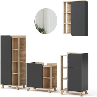 Vicco Ensemble de meubles de salle de bain Karen, Anthracite, 5 pi&egrave;ces
