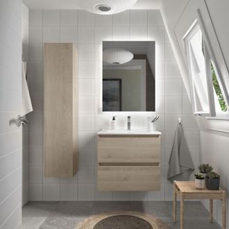 Cygnus Bath Meuble de salle de bain BEQUIA 70cm Naturel Vasque Porcelaine Centrale