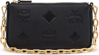 MCM sac port&eacute; &eacute;paule &agrave; logo emboss&eacute; - Noir