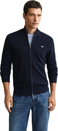 GANT Strickjacke blau,Casual,Baumwolle,Unifarben,Stehkragen,Lang,Regular Fit