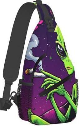 Generic Casual Sacoche Port&eacute; &eacute;paule Art amusant et cool dextraterrestres de lespace et de marijuana Sac Bandouli&egrave;re Mode Sac DEpaule pour Cyclisme Femme Campi