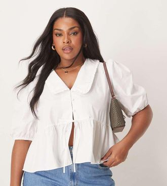 Nobody's Child Poppy - Blouse &agrave; manches bouffantes et col - Blanc