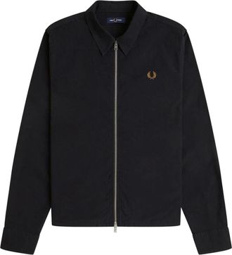 Fred Perry Homme, Vestes, Noir, Taille: 2XL Seersucker Zip Through Overshirt