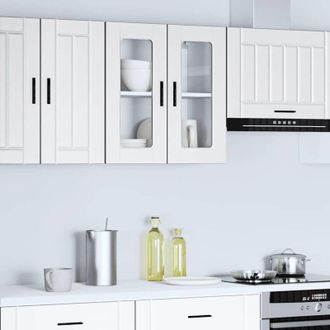 vidaXL Vidaxl - Armoire murale de cuisine avec porte en verre - Bois ding&eacute;nierie durable - Grand espace de rangement - Design mural pour optimiser lespace