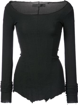 Marc Le Bihan Langarmshirt mit Rundhalsausschnitt - Schwarz
