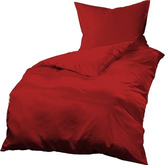 Gerald Wittmann Bettw&auml;sche 140x200 cm + 70x90 cm, Mikrofaser Seersucker, Uni Rot