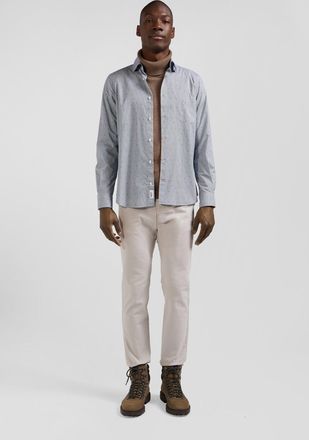 Eden Park Chemise En Coton &Agrave; Micro-motifs Bleu Ciel Coupe Slim