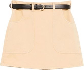 Self Portrait Femme, Jupes, Beige, Taille: 40 FR Mini-jupe trap&egrave;ze ceintur&eacute;e