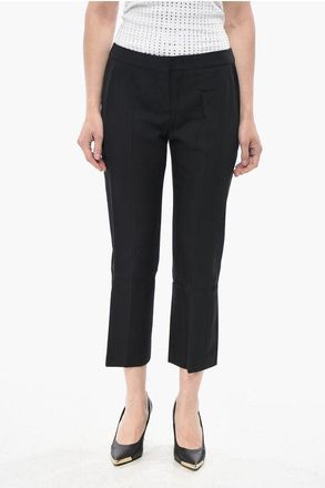 Alexander McQueen Cropped-Fit Trousers With Satin Side Stripes size 42
