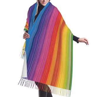Generic Rayures Arc-En-Ciel Femme Scarf Chaud Ch&acirc;le Longue &Eacute;charpe Pour Hiver Cadeau Mariage Soir&eacute;e