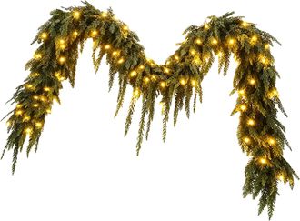 Generic Weihnachtsgirlande - Weihnachtsgirlande Mit Beleuchtung, 180 cm Künstliches Grün Mit 90 LED-Lichtern, Realistische Zypressen-Weihnachtsgirlande | Für 