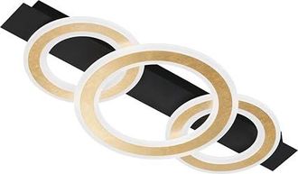 Fischer & Honsel Deckenleuchte, Circle | schwarz/gold | L: 76,5 cm, B: 36 cm, A: 8 cm| mit Fernbedienung stufenlos dimmbar| Farbtemperatureinstellung| 1x LED 26 Watt 2