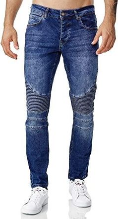 Tazzio Jeans Biker en Denim pour Hommes - Look Destroy - Slim Fit