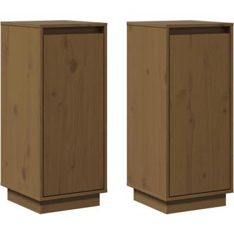 vidaXL Lot de 2 Buffets,Meuble de Rangement Marron miel 31,5x34x75 cm Bois massif de pin Vidaxl