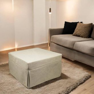 Talamo Italia In ein Einzelbett umwandelbarer Puof, Made in Italy, Klappbett, Pouf mit abnehmbarem, platzsparendem Stoff für das Wohnzimmer, cm 78x78 / 195h45