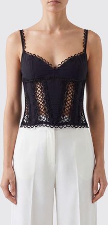 Charo Ruiz Ibiza Top corset Ibiza slim fit en coton m&eacute;lang&eacute; brod&eacute; &agrave; &eacute;paules d&eacute;nud&eacute;es