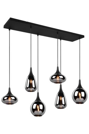 Trio Leuchten H&auml;ngeleuchte Lumina, Schwarz, Chrom, Metall, Glas, 34.5x150x93.8 cm, Lampen & Leuchten, Innenbeleuchtung, H&auml;ngelampen, Pendelleuchten