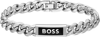 BOSS Jewelry Gliederarmband für Herren Kollektion KASSY EMBLEM aus Edelstahl mit einer Platte aus schwarzem Email - 1580679M