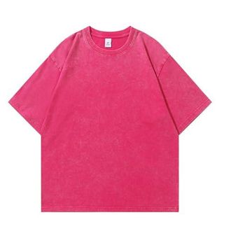 Generic Lot de 3 t-shirts surdimensionn&eacute;s d&eacute;contract&eacute;s d&eacute;lav&eacute;s vintage pour femme, Rouge, 5XL