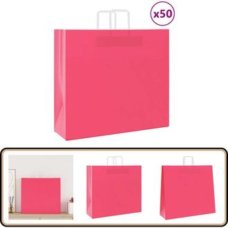 vidaXL Vidaxl - Papiertragetaschen 50 Stk. mit Henkeln Rosa 54x15x49 cm