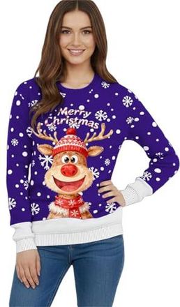 Generic Pull De No&euml;l Homme Le P&egrave;re Imprim&eacute; Moche D&eacute;contract&eacute; en Tricot pour Doux, Sweater 3D Impression Moche Jumper Rigolo Pull Over Noel Sweat-Shirt Merry C