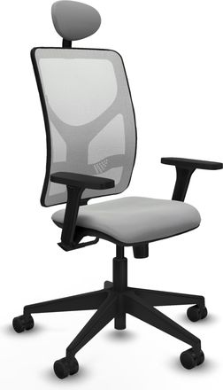Piqueras y Crespo Schreibtischstuhl, grau und wei&szlig;, mit 3D-Armlehnen, h&ouml;henverstellbarer Lendenwirbelst&uuml;tze und festem Kopfteil, ausgestattet mit 3 Positionen und Schne
