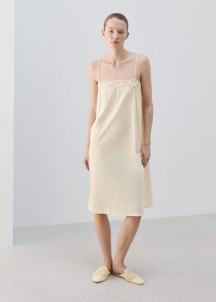 Mango Nuisette coton dentelle jaune pastel - Femme - S - MANGO