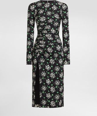 Dolce & Gabbana Geranium Bouquets-print Charmeuse Dress - Frau Kleider Multicolor 48