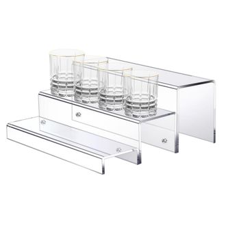 Generic zur Pr&auml;sentation von Spirituosen - 3-stufiges transparentes Acrylregal, 37 x 28,5 x 14 cm gro&szlig;e Organizer-Riser, 4 mm Dicker Statuen-Pr&auml;sentationsst&auml;n