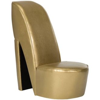 vidaXL Vidaxl - Chaise en forme de chaussure &agrave; talon haut Dor&eacute; Similicuir