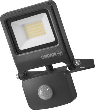 Osram ENDURA FLOOD PC 20W LED-Fluter mit Sensor, 3000K warmweiß, 1800 Lumen, IP44 Flutlicht Bewegungserkennung, einstellbar 5s-10min, Grau