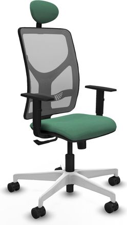 Piqueras y Crespo R&uuml;ckenst&uuml;tzstuhl mit 1D-Armen, h&ouml;henverstellbare Lendenwirbelst&uuml;tze und festes Kopfteil, ausgestattet mit 3 Positionen und Schneidschaum, Grau/Smaragd
