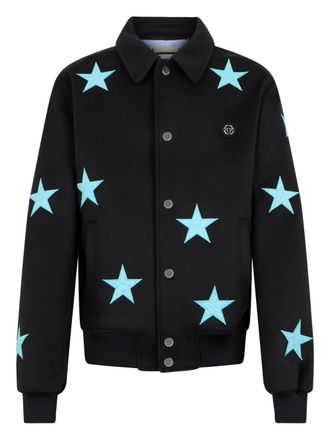 Philipp Plein veste en laine &agrave; imprim&eacute; &eacute;toile - Noir
