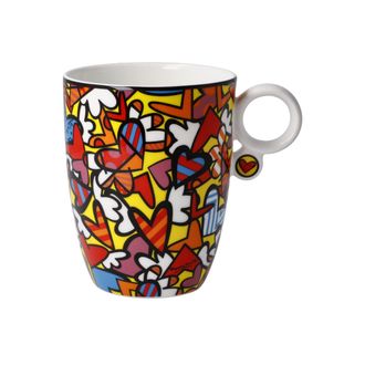 GOEBEL Romero Britto Kaffeebecher aus Fine Bone China All We Need is Love - Pop Art, Maße: 9,5cm x 13cm x 11cm, 66-452-84-1