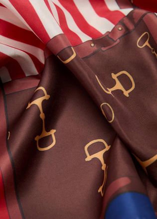 Mango Foulard imprim&eacute; abstrait bleu - Femme - Taille unique - MANGO