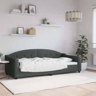 vidaXL Lit de jour gris fonc&eacute; 90x200 cm tissu