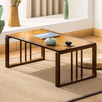 Generic MOYU SHOP Japanischer Klappbarer Couchtisch, Tragbarer Bodentisch, Klappbarer Niedriger Esstisch, Kotatsu-Tisch, 79*42*33cm, Holzfarben