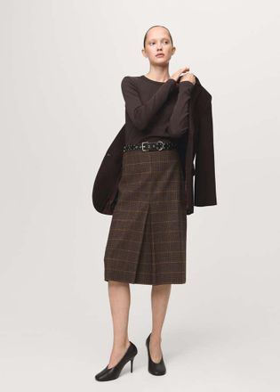 Mango Lang&auml;rmliges Baumwoll-T-Shirt braun - Damen - XXS - MANGO