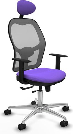 Piqueras y Crespo Computerstuhl mit 1D-Armen, h&ouml;henverstellbarer Lendenwirbelst&uuml;tze und festem Kopfteil, ausgestattet mit Syncro/Traslack. Grau/Lila
