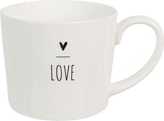 Clayre & Eef Tasse 300 ml Wei&szlig; Keramik Herz Love Trinkbecher