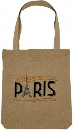 Fabulous Sac Shopping Tote Bag Aspect Lin - Paris France Vintage Luxe Style Tour Eiffel - Sac de Courses Toile Epaisse 360g Beige Naturel Cabas Port&eacute; Epaule So