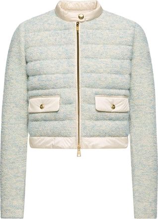 Moncler Moncler Cardigan Zipp&eacute; Matelass&eacute; En Laine Et Alpaga M&eacute;lang&eacute;, Femme, Multicolore, Taille: M
