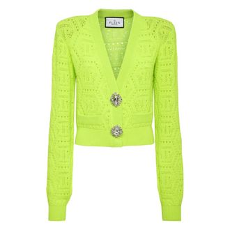 Philipp Plein Femme, Pulls, Jaune, Taille: 40 FR Cardigan Monogram
