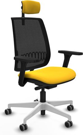 Piqueras y Crespo Ergonomischer Stuhl, Alaro-Kopfst&uuml;tze mit 3D-Armen, h&ouml;henverstellbare Lendenwirbelst&uuml;tze und h&ouml;henverstellbares Kopfteil, Schwarz / Gelb