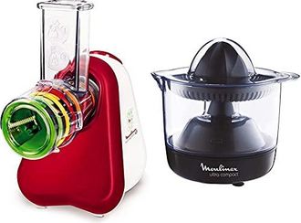 Moulinex DJ755G Fresh Express + Hachoir multifonctionnel avec 5 accessoires & PC120870 Presse Agrumes Électrique Ultra Compact 25W Jus Orange Citron Pamplemous