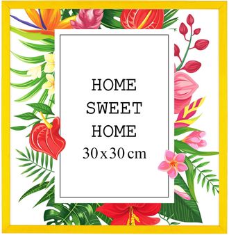 MG Design Gelb Bilderrahmen 30 x 30 cm - Aus echtem Holz mit Acrylglas, zum Aufhängen & Aufstellen, für Fotos, Poster & Puzzle