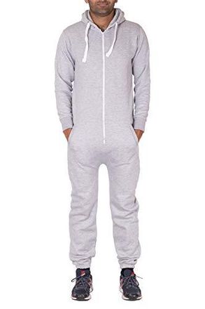 Noroze Hommes &eacute;l&eacute;gant Tout en Un Jumpsuit Onesie Une pi&egrave;ce Pyjamas, Gris Unie, L
